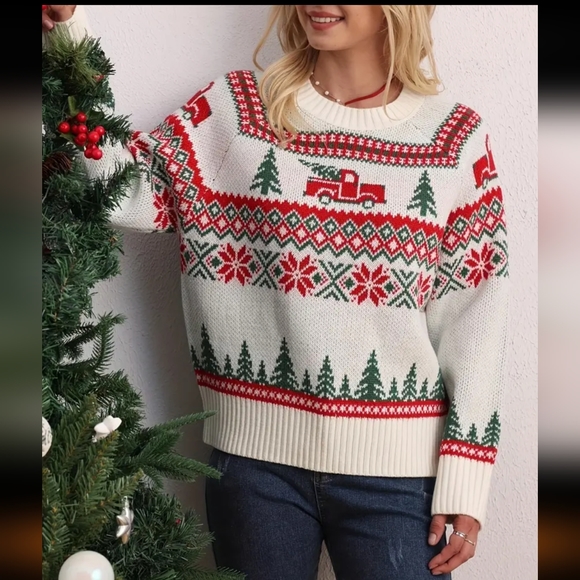 Sweaters | Womens Little Red Truck Christmas Tree Sweater | Poshmark